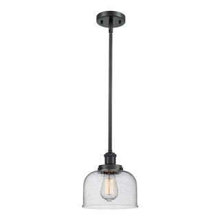 Innovations Ballston Large Bell LED Pendant, Black Frost/Sphere ...