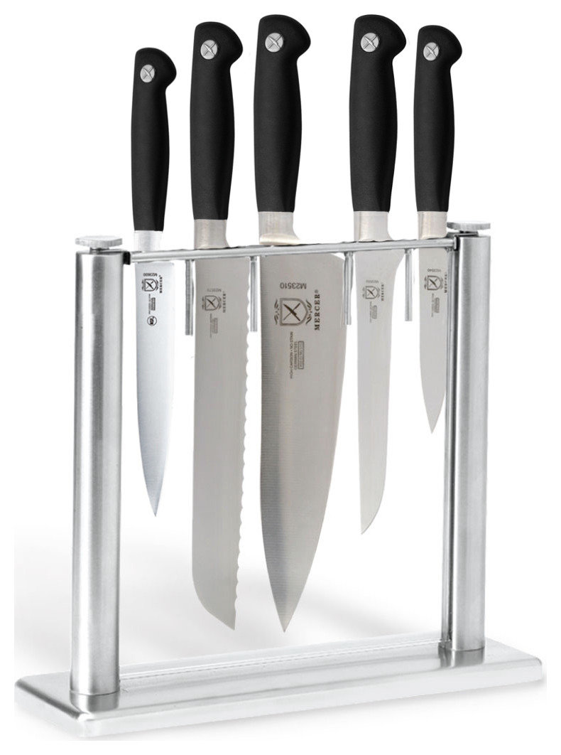 Mercer Genesis 6 Piece Knife Set with Tempered Glass Block - Modern ...