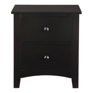 Pine Wood Night Stand With 2 Drawers, Black - Nightstands And Bedside ...
