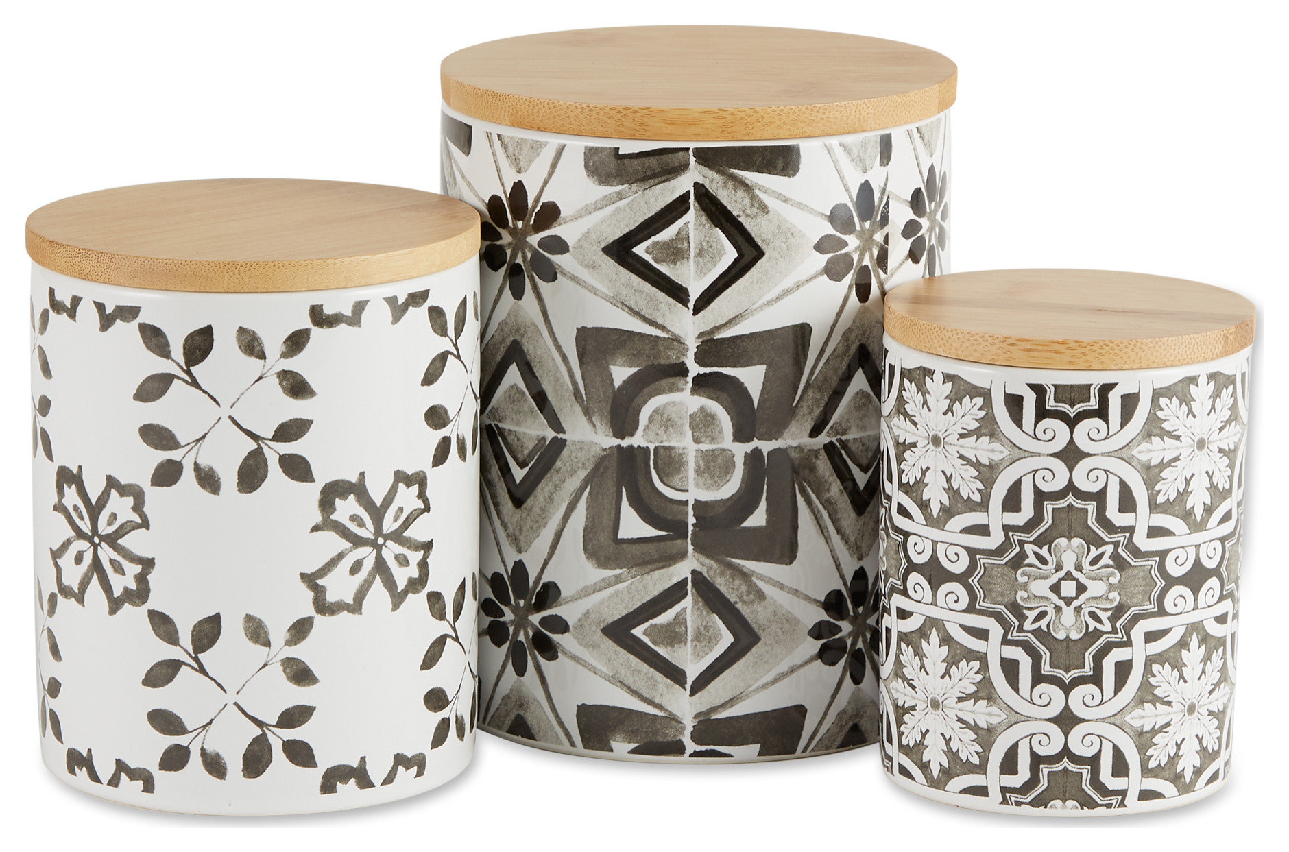 Black Tile Ceramic Canister Set/3 - Contemporary - Kitchen Canisters ...