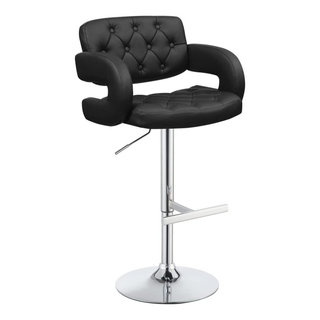 Adjustable Bar Stool with Diamond Tufting, Open Back & Padded Armrests ...