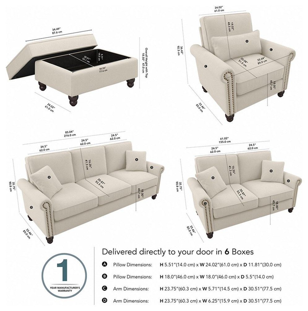 Coventry Living Room Sofa and Loveseat Set with Chair & Ottoman in ...