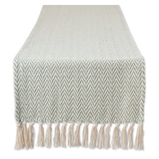 Off-White Chevron Handloom Table Runner 15X72 - Table Runners - by ...