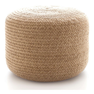 Braided Natural Indoor/Outdoor Pouf, Large - Beach Style - Floor Pillows And Poufs - by Annie ...