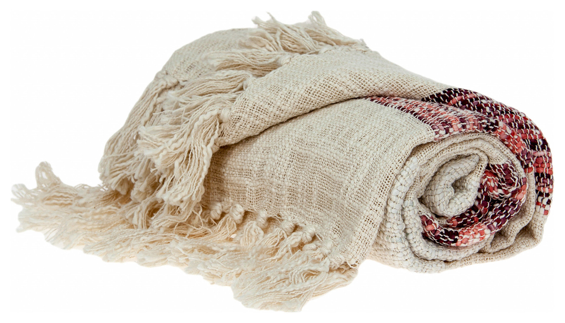 Beige and Shades of Pink Strips Woven Handloom Throw Blanket ...