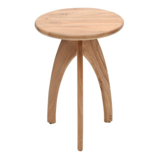 Aero Curved Space Age Round Mid-Century Modern Solid Wood Accent End ...