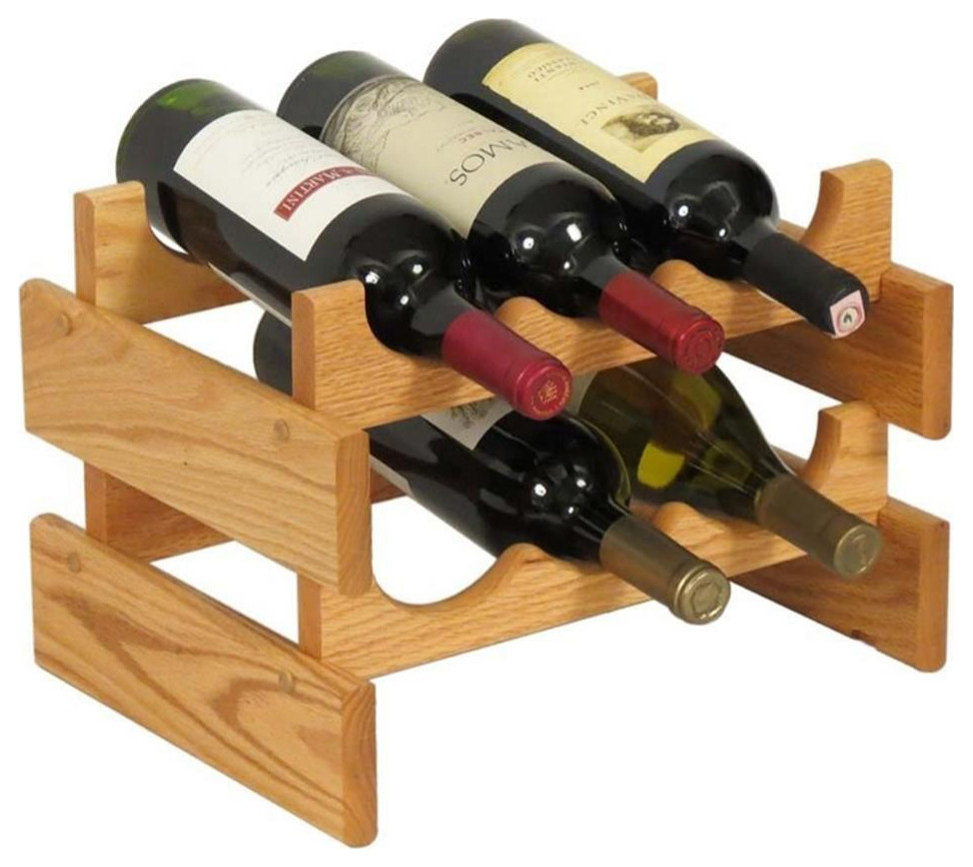 Wooden Mallet Dakota 1 Tier 3 Bottle Wine Rack in Light Oak, 2 Tier - 6 ...