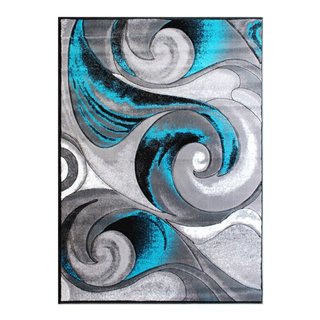 Flash Furniture Tellus 8x10 Wave Area Rug, Turquoise, ACD-RG410-810-TQ ...