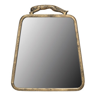 Antique Metal Wall Mirror With Leopard Handle, Gold - Contemporary ...