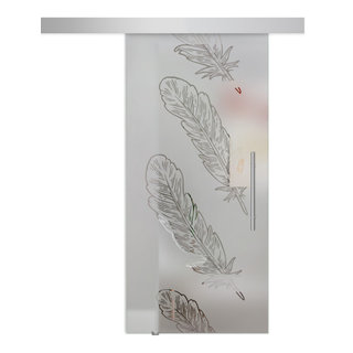 Glass Sliding Barn Door with Semi, Non & Full-Private with Frosted ...