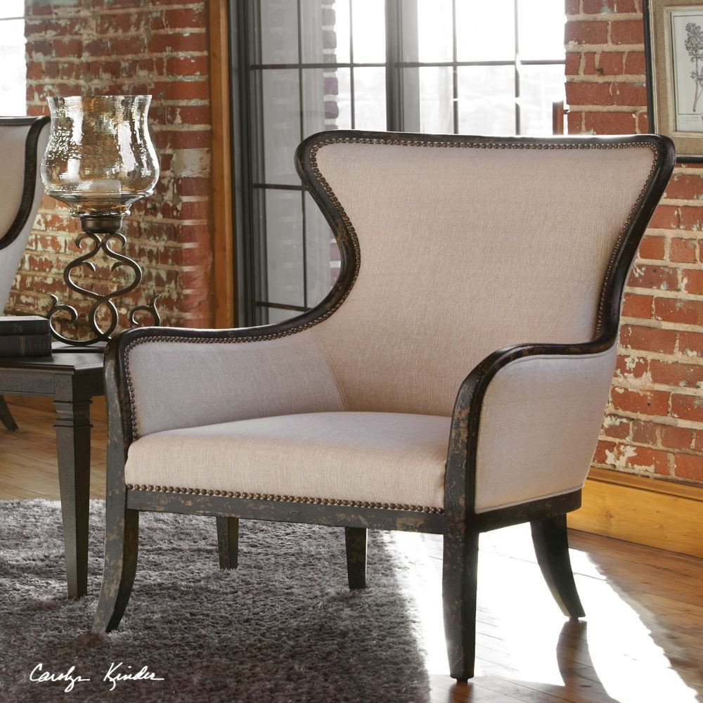 Uttermost Sandy 29x41" Wing Back Armchair - Farmhouse - Armchairs And ...