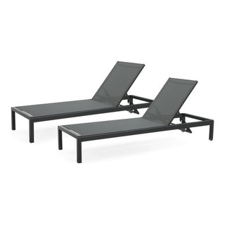 Crested Bay Outdoor Mesh and Aluminum Chaise Lounges, Set of 2 ...