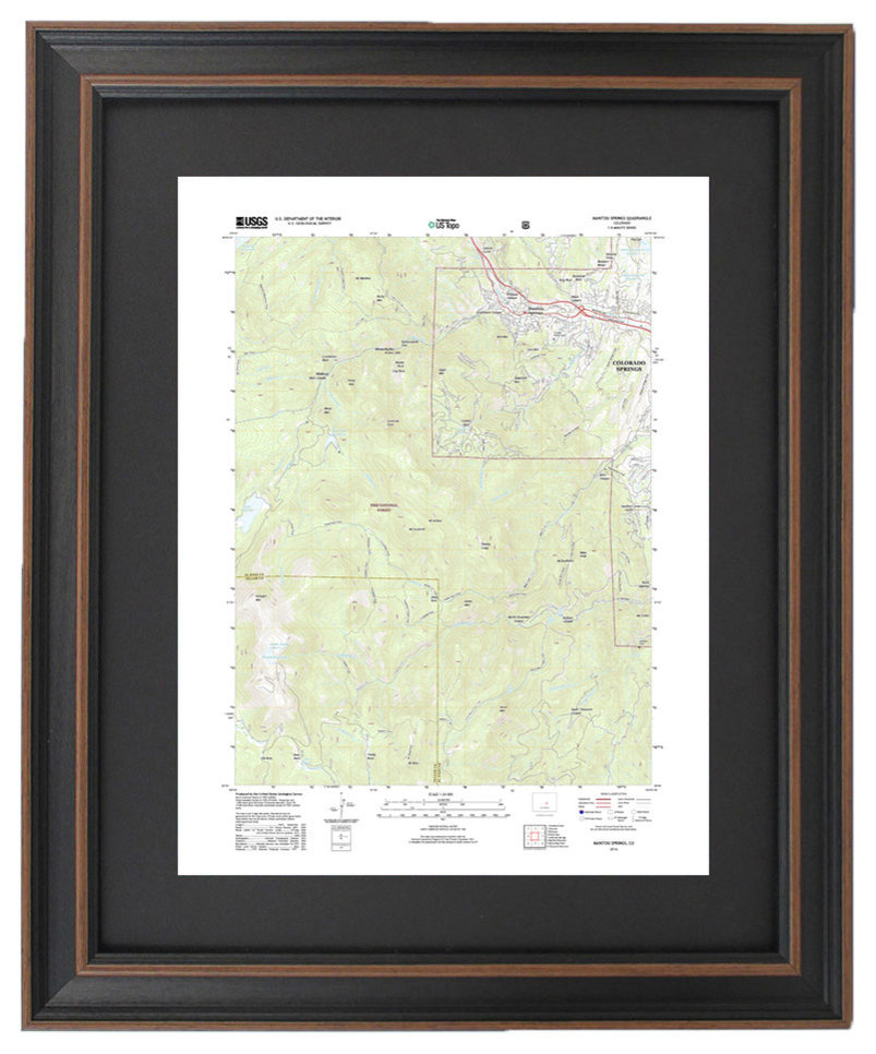 Framed Topographic Map, Manitou Springs, Colorado, Poster - Traditional ...