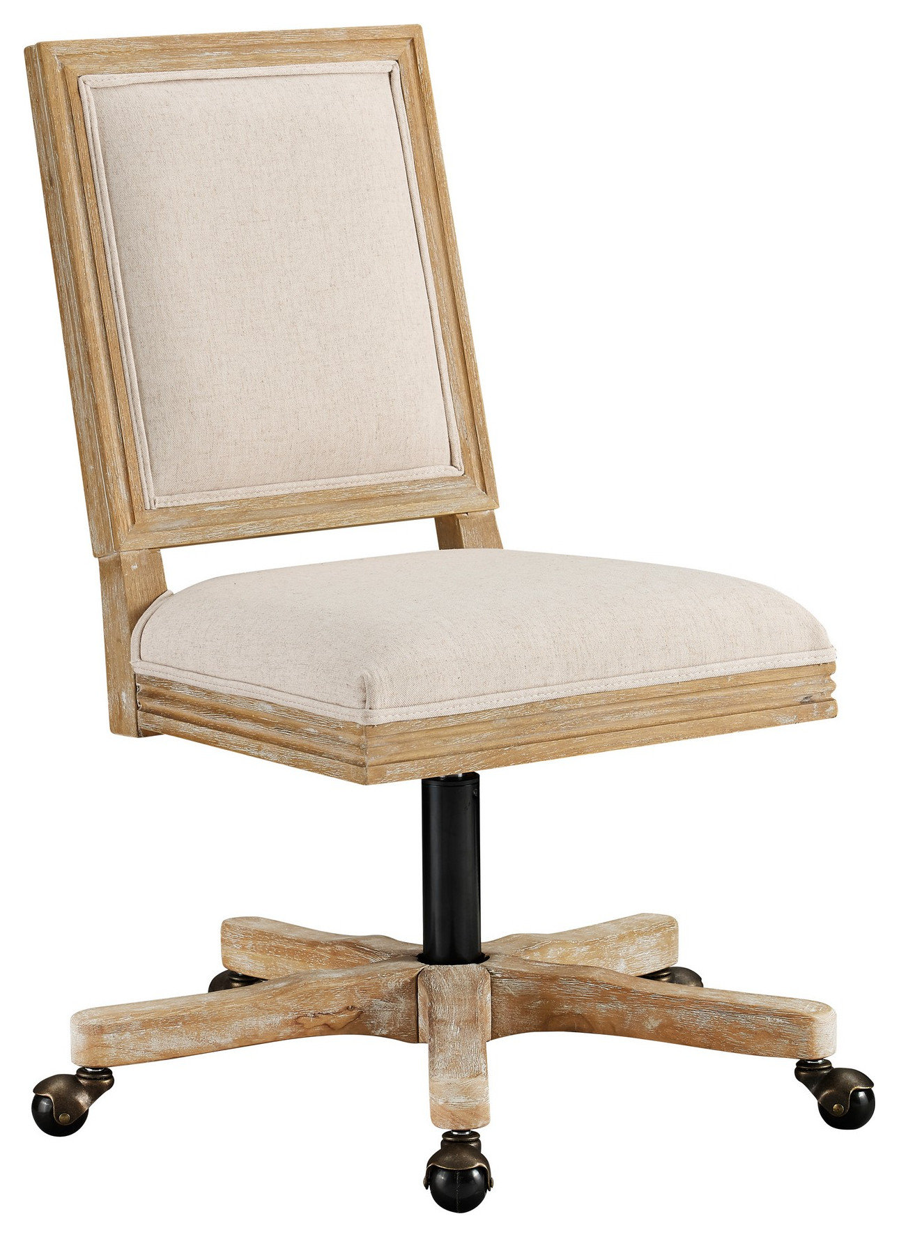 Rolling Wooden Frame Square Back Dining Chair with Casters, Brown and ...