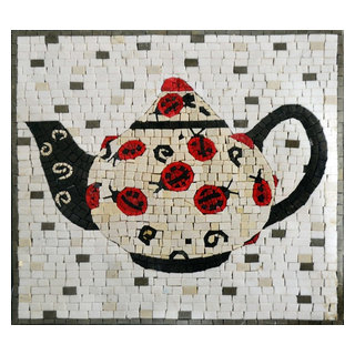 Mosaic Kitchen Backsplash, Tea Kettle, 26" x 23" - Contemporary - Tile ...