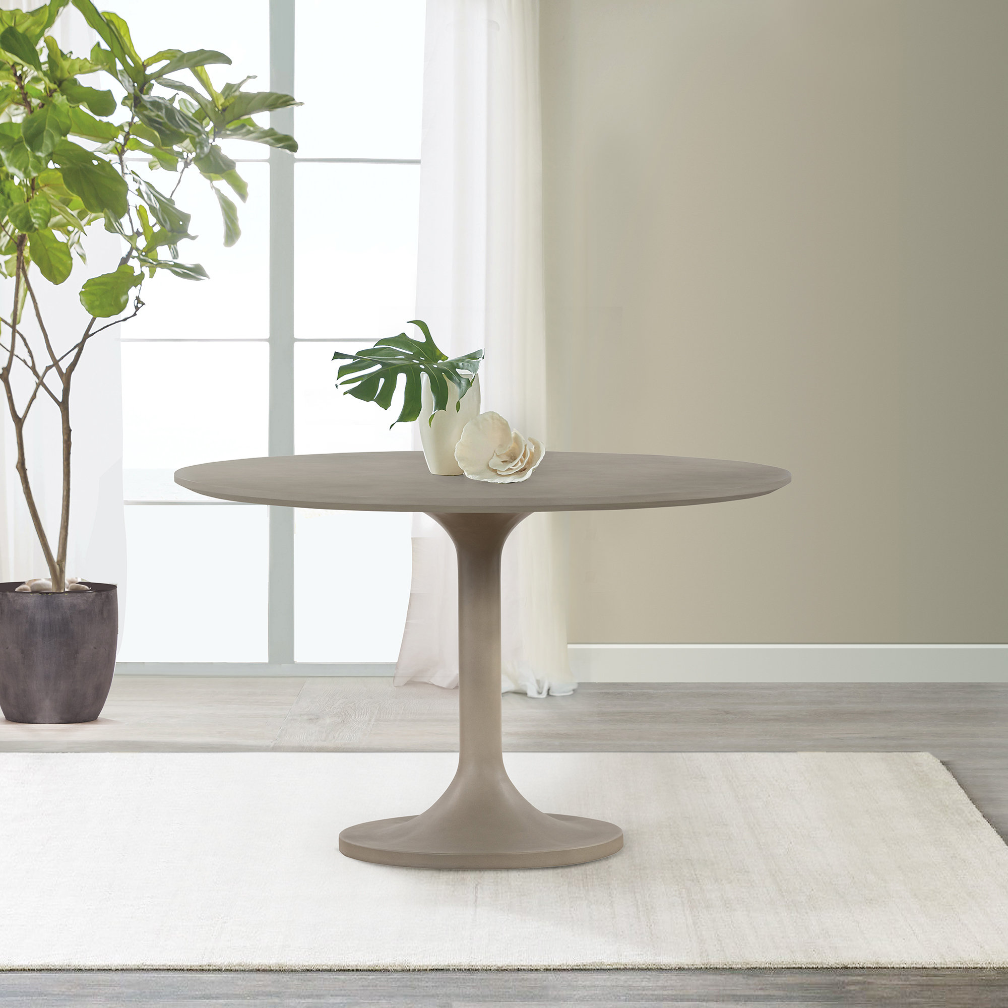 Pippa Concrete and Metal Tulip Round Dining Table - Midcentury - Dining ...