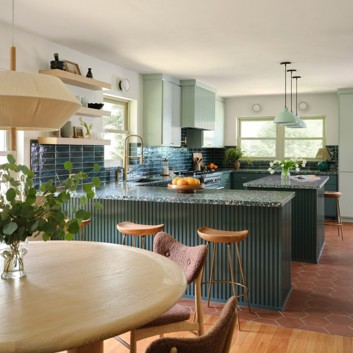75 Beautiful Kitchen with Green Benchtop Ideas & Designs - November ...