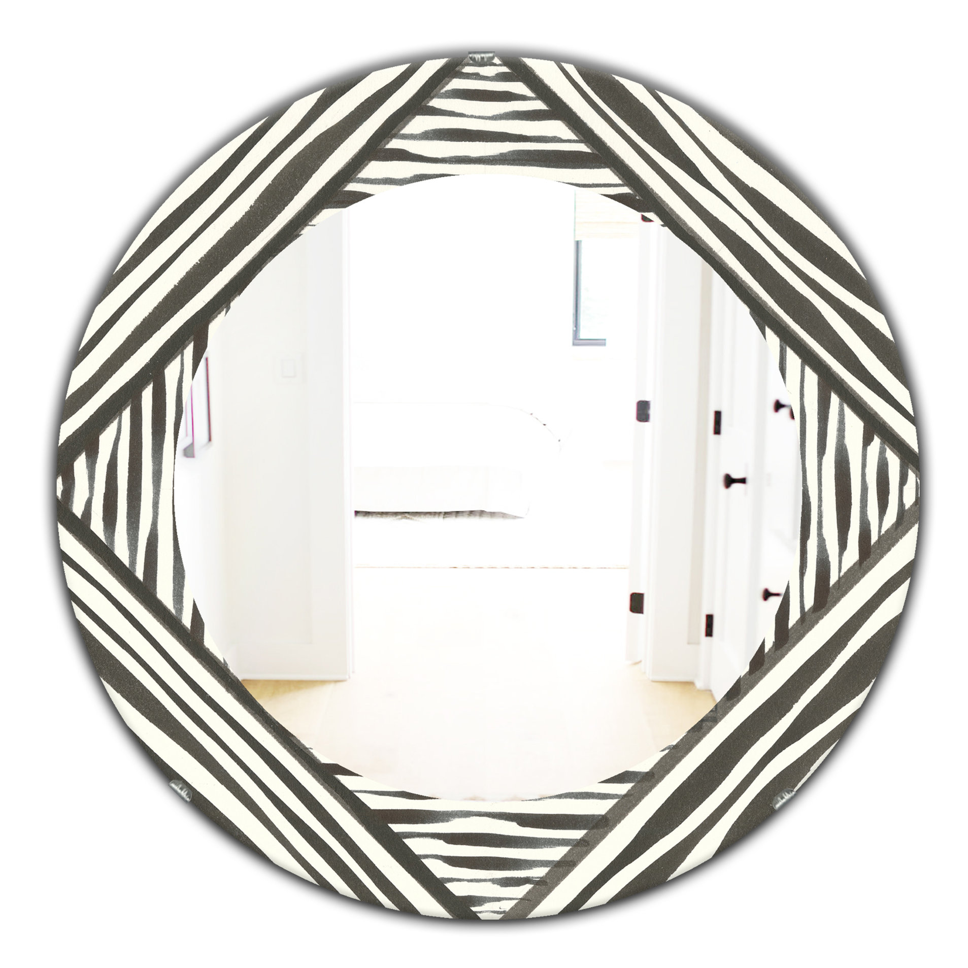 Minimalist Graphics Iii Midcentury Frameless Round Wall Mirror, 32x32 ...