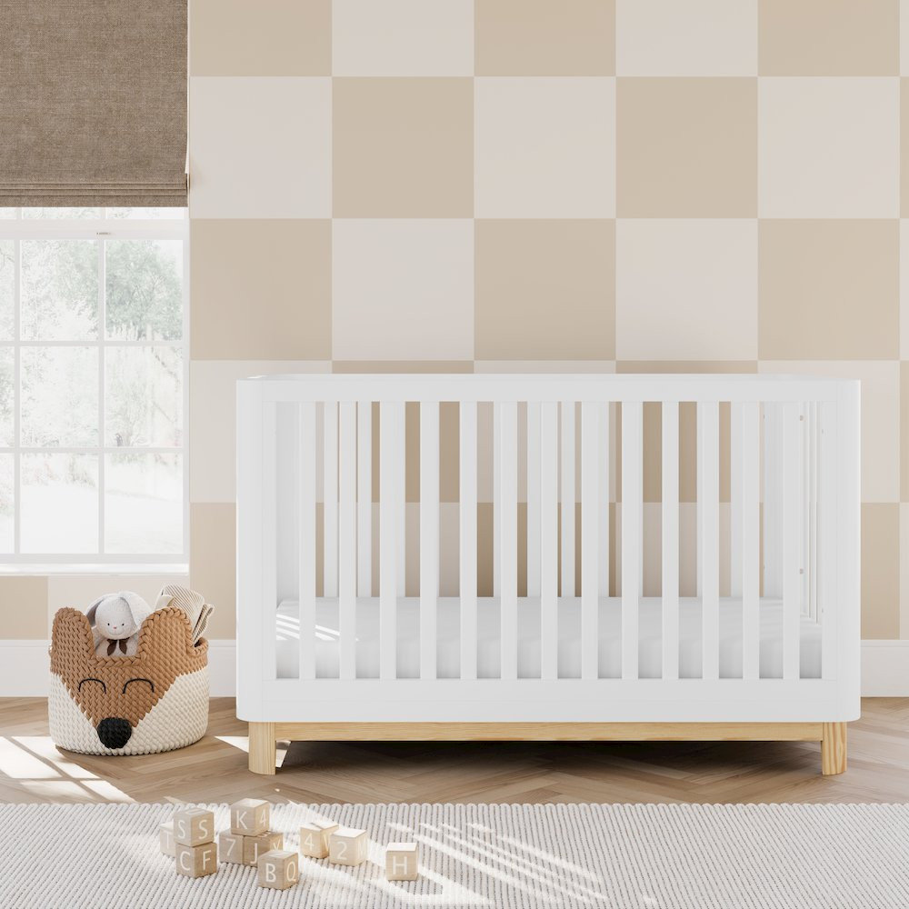 Storkcraft Santos 3-in-1 Convertible Crib (White with Natural ...