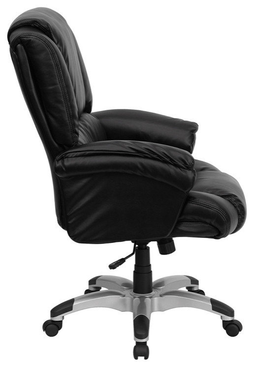 Black Leather OverStuffed Executive Swivel Ergonomic Office Chair ...
