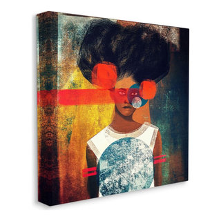 Direct Gaze Female Figure with Circular Shapes, 30 x 30 - Contemporary ...