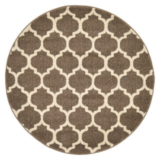 Rug Unique Loom Trellis Brown and Beige Round 3'3x3'3 - Mediterranean ...