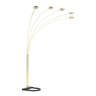 86 Inch Tall Metal Lamp with 5 Adjustable Arch Arms, Gold and Black ...