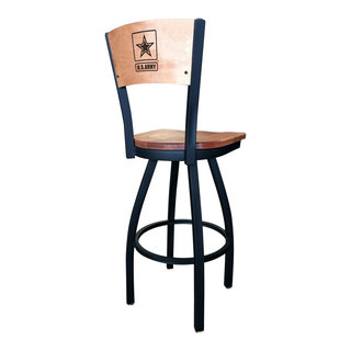 Holland L038 US Army 25" Counter Stool - Black/Engraved/Maple Seat ...