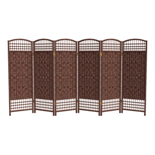 4' Tall Fiber Weave Room Divider, 6 Panels - Tropical - Screens And ...