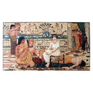 Cleopatra Egyptian Scene Mosaic Art, 94" x 53" - Traditional - Tile ...