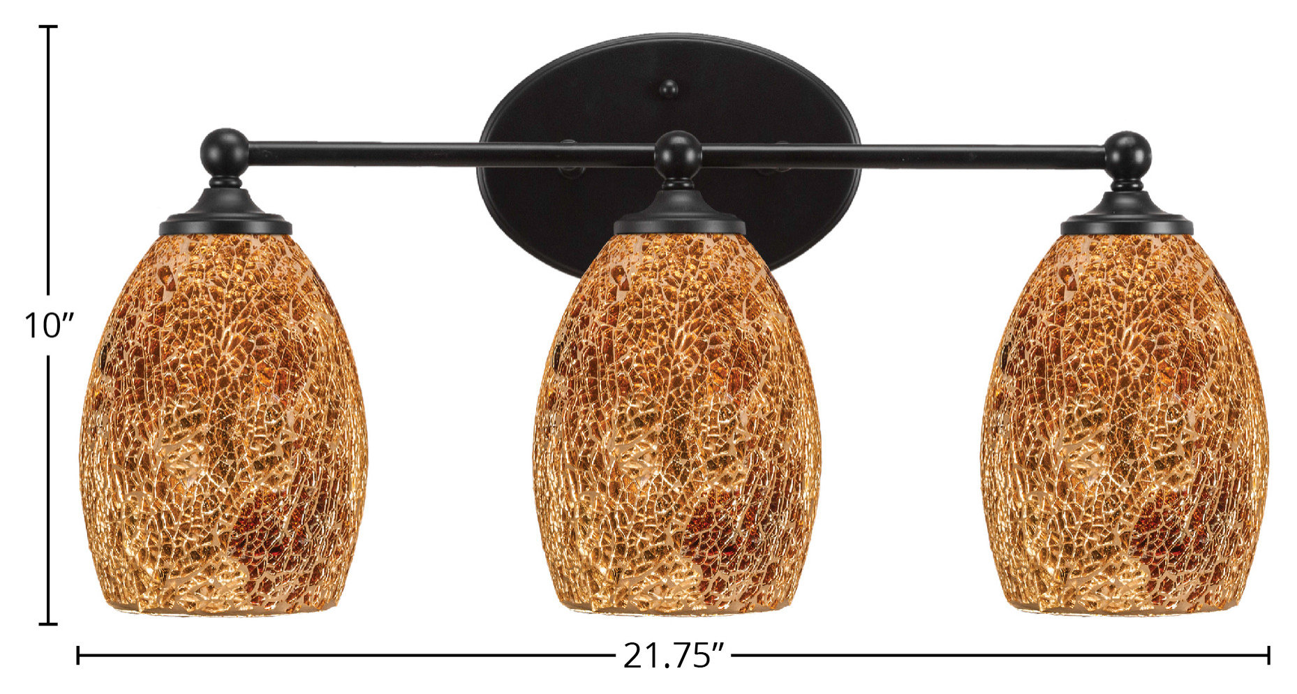 Capri 3-Light Bath Bar, Matte Black/Gold Fusion - Contemporary ...