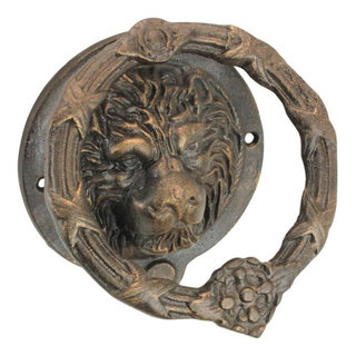 Pride of the Lions Foundry Cast Iron Lion Door Knocker - Traditional ...