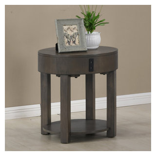 Jonah Light Brown End Table with USB Ports - Modern - Los Angeles - by ...