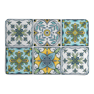 Laural Home Blue Sunrise Medallion Memory Foam Rug, 21" X 34 ...