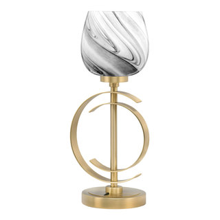 1-Light Table Lamp, New Age Brass Finish, 6" Onyx Swirl Glass ...