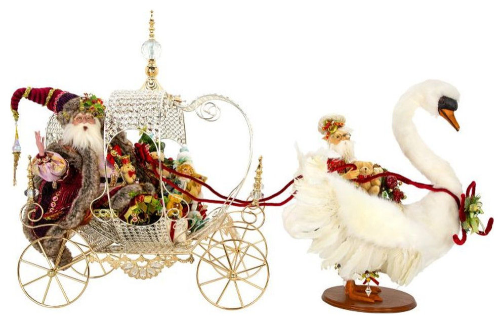 Mark Roberts Christmas 2022 Fairytale Bear Santa With Swan And Carriage ...