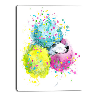 Cute White Dog with Color Spheres, Contemporary Animal Art Canvas, 12 ...