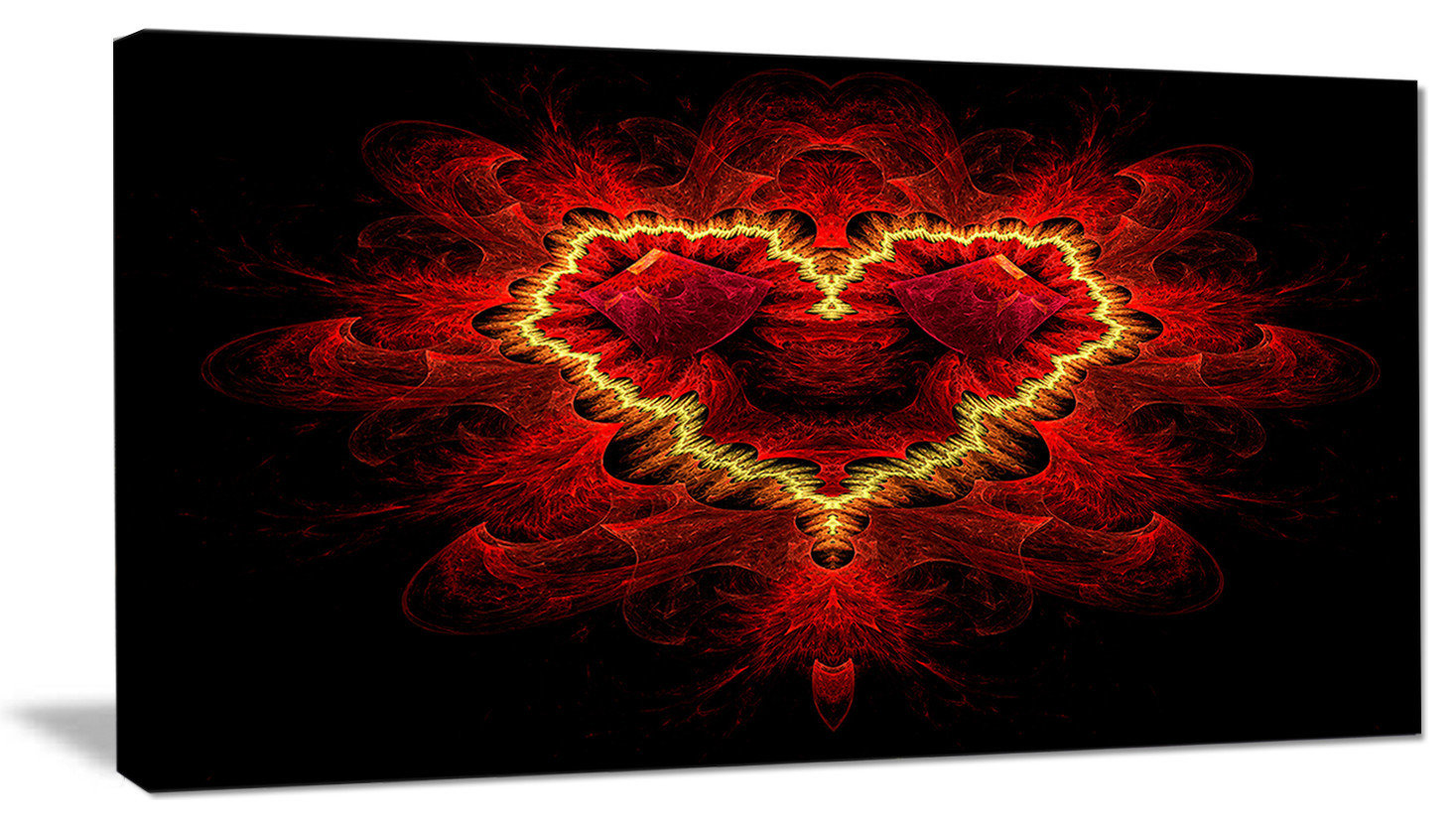 Fractal Red Heart Texture, Abstract Wall Art Canvas, 40"x20"x1 ...