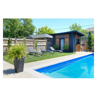 Modern Pool Shed in Hamilton Ontario with a Rollup Bar - Modern - Shed ...