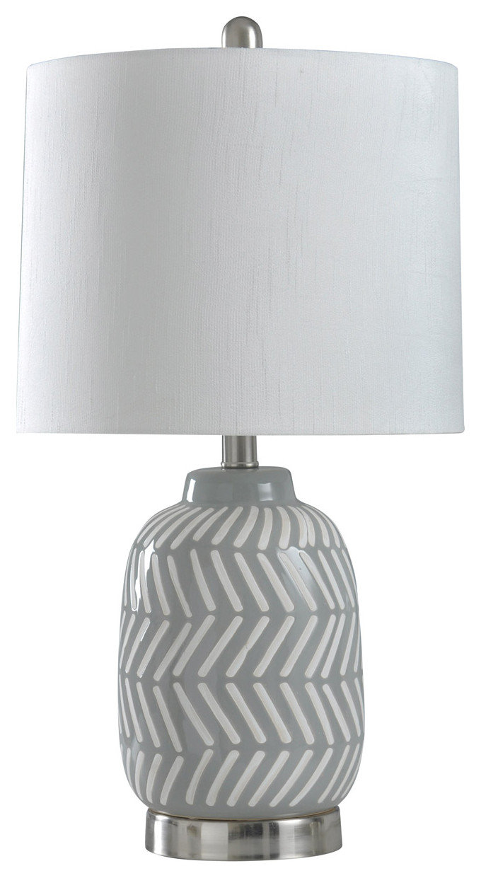Signature 1 Light Table Lamp, Grey and Whiten Brushed Nickel ...