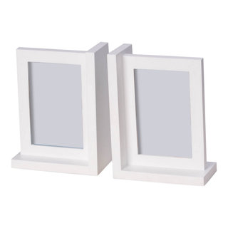 Picture Frame White Bookend, Solid Wood - Transitional - Bookends - by ...