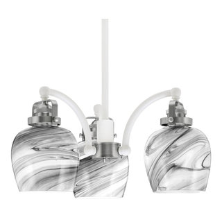 Easton 3 Light, Chandelier, White & Brushed Nickel Finish, 6" Onyx ...