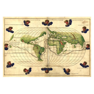 World Map by Battista Agnese, 1544, Peel & Stick Removable Wall Decal ...