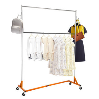 Z Rack Clothing Garment Rack with Add-on Hang Rail Orange ...