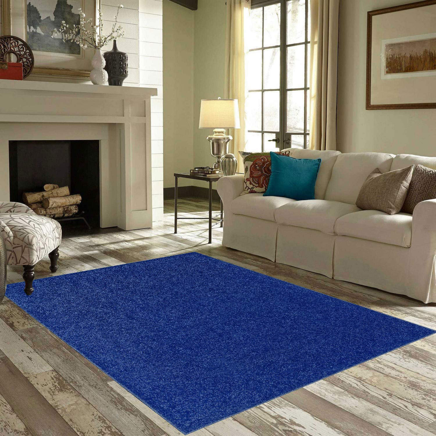 Broadway Collection Pet Friendly Area Rugs, Neon Blue, 7' x 9' Oval ...