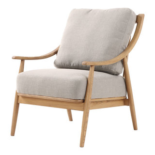 Kimberly Club Chair - Light Linen Cushions/Natural Frame - Midcentury ...