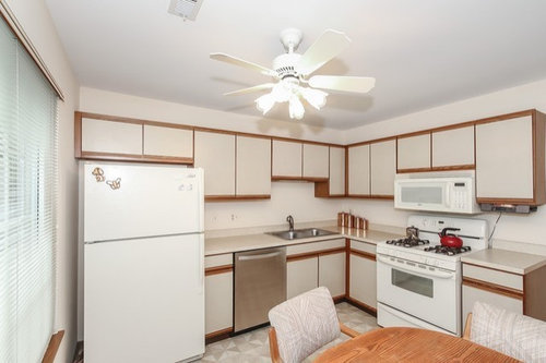 Oak and Almond Melamine Kitchen Redesign (HARD MODE: NO CABINET MODS)