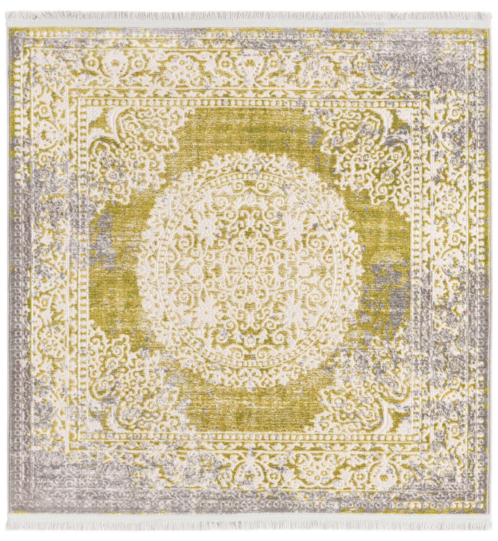 Rug Unique Loom New Classical Light Green Square 4' 0 x 4' 0 ...