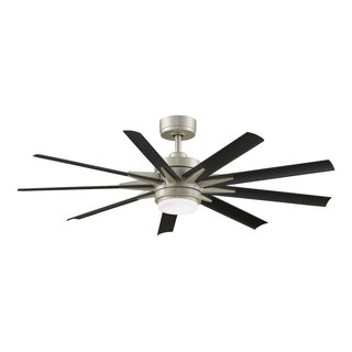 Odyn Ceiling Fan, Brushed Nickel With Black Blades, 56" - Transitional ...