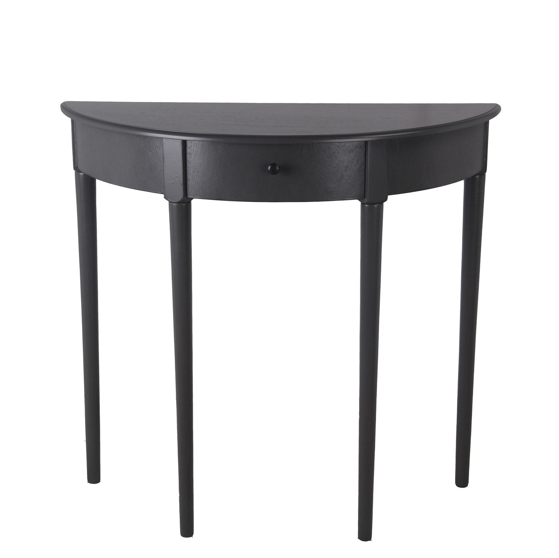 1 Drawer Half Moon Console Table with Round Legs, Black - Midcentury ...